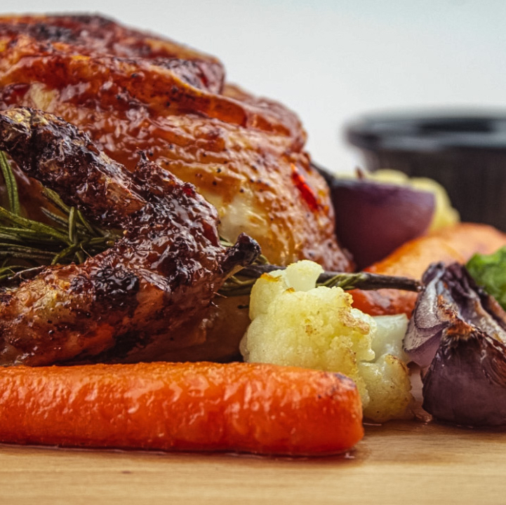 Roasted coquelet with seasonal vegetables | Recipe | Kitchen Stories